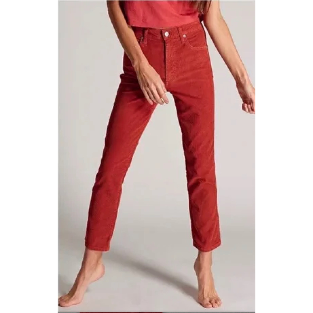 Amo The Chloe Rust Red Corduroy Straight Leg Crop Pan… - Gem
